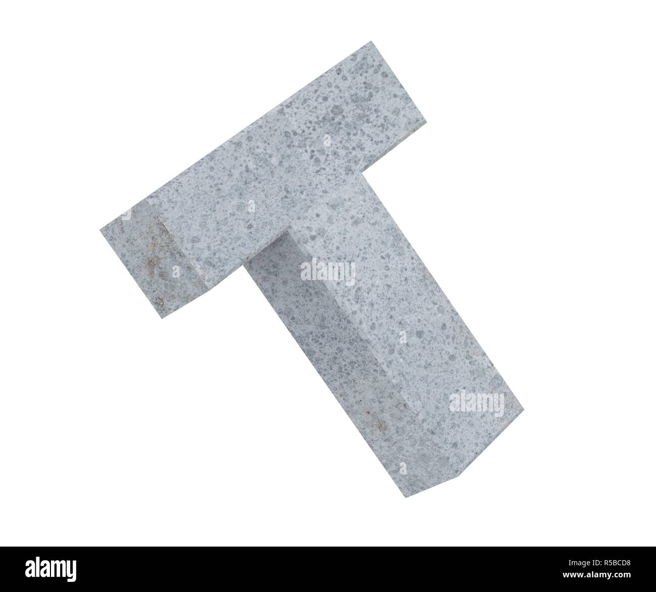 Concrete Capital Letter - T isolated on white background. 3D render ...