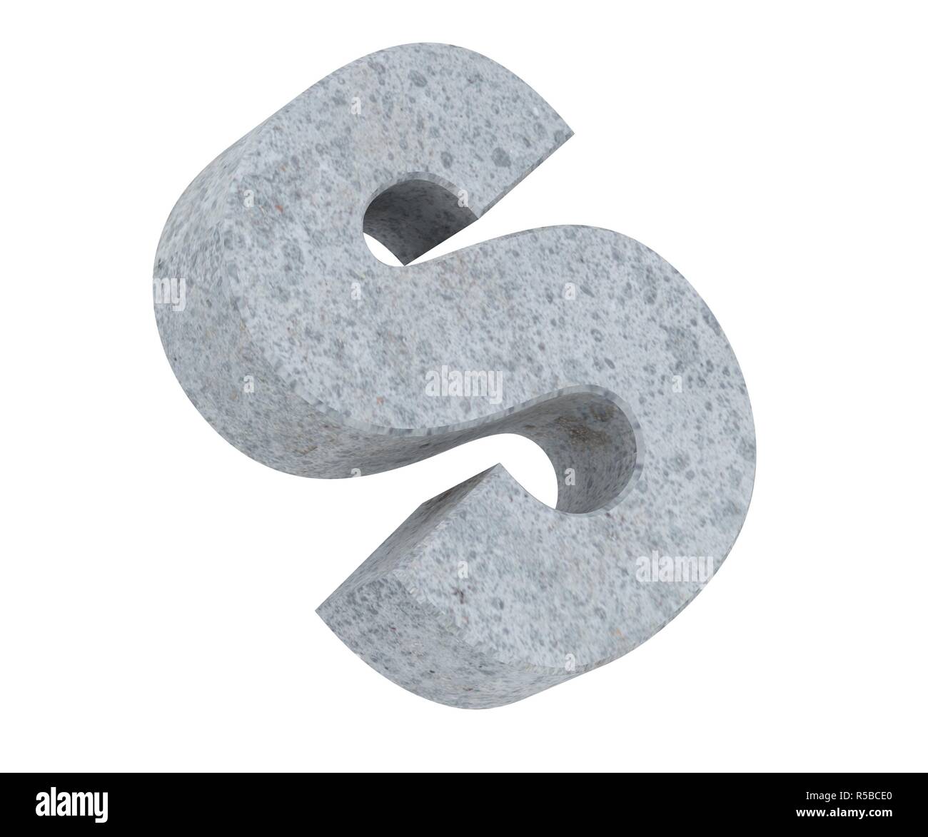Concrete Capital Letter - S isolated on white background. 3D render ...