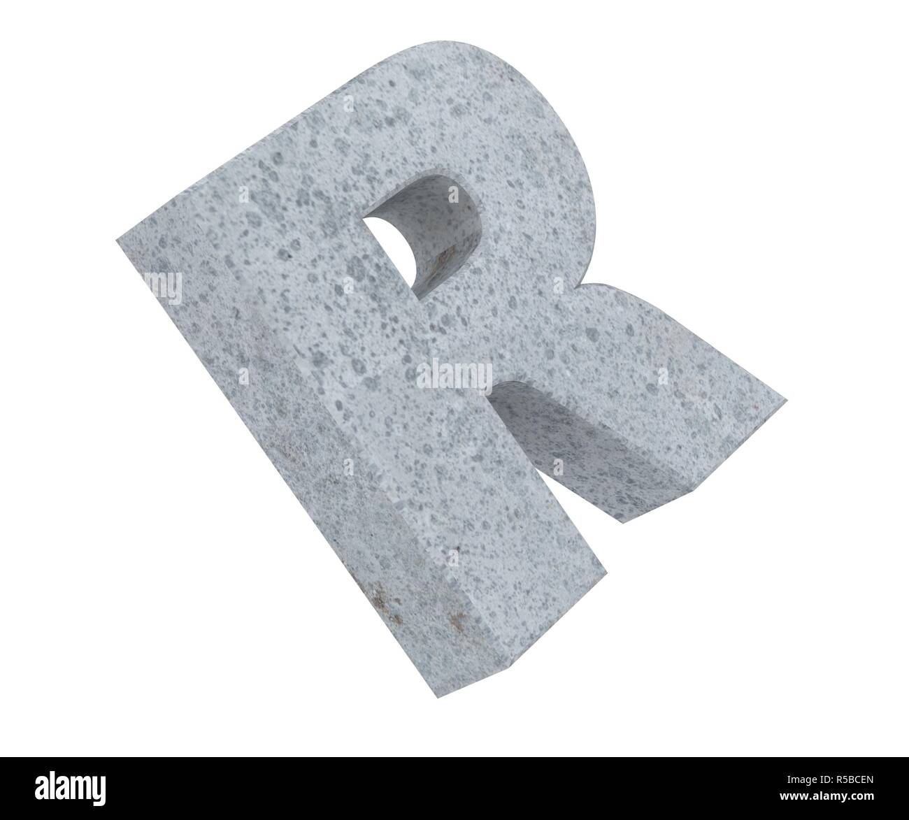Concrete Capital Letter - R isolated on white background. 3D render ...