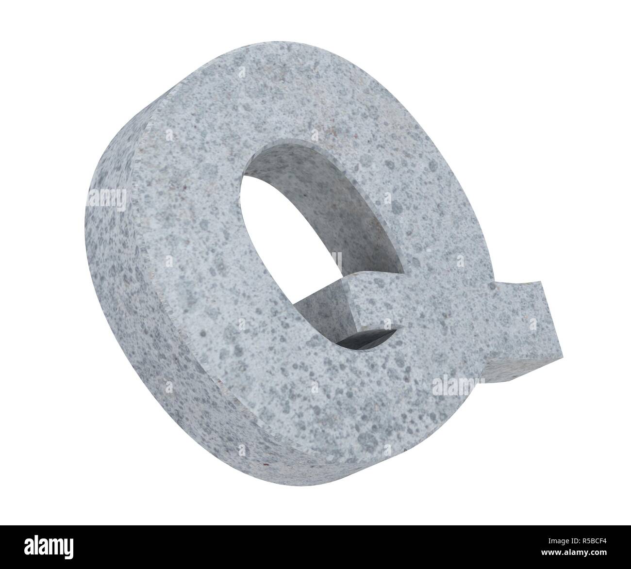 Concrete Capital Letter - Q isolated on white background. 3D render ...