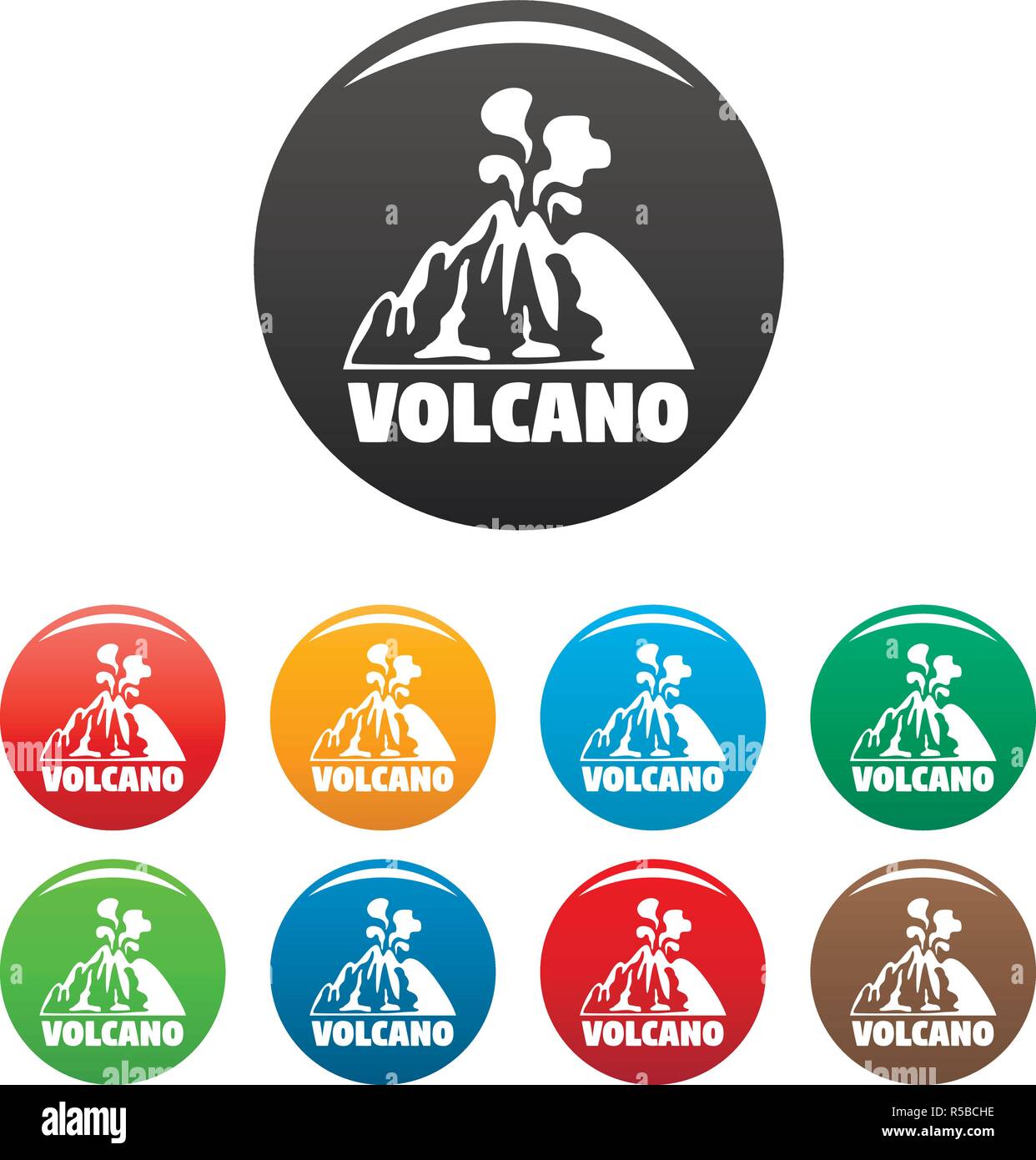 Smoke volcano icons set 9 color vector isolated on white for any design ...