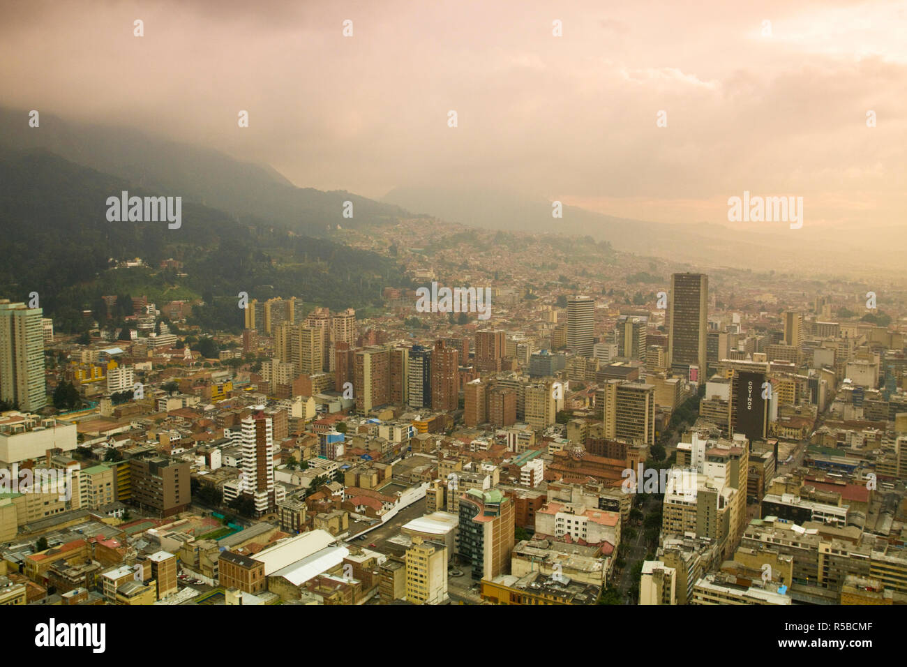 Colombia, Bogota, View of Central Bogota at dusk Stock Photo - Alamy