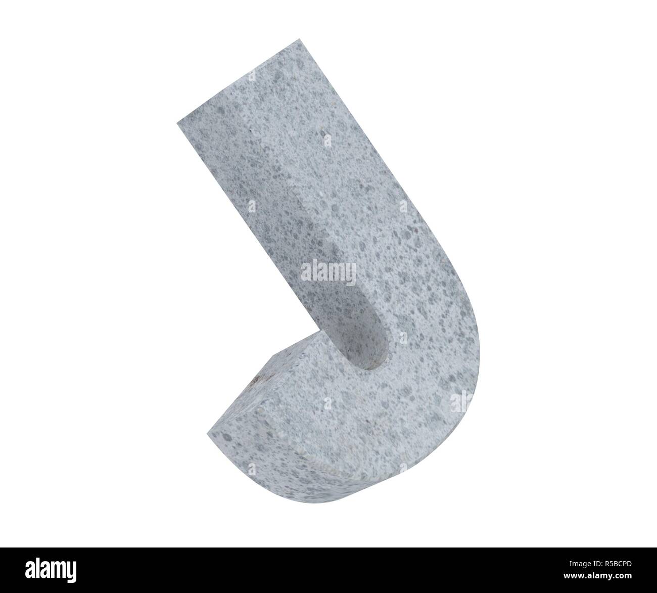 Concrete Capital Letter - J isolated on white background. 3D render ...