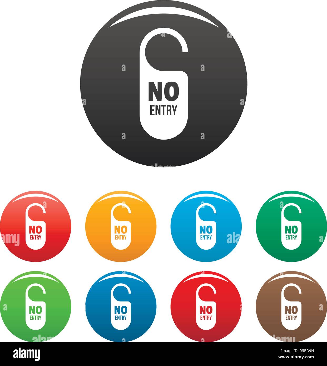 No entry paper door hanger icons set 9 color vector isolated on white ...