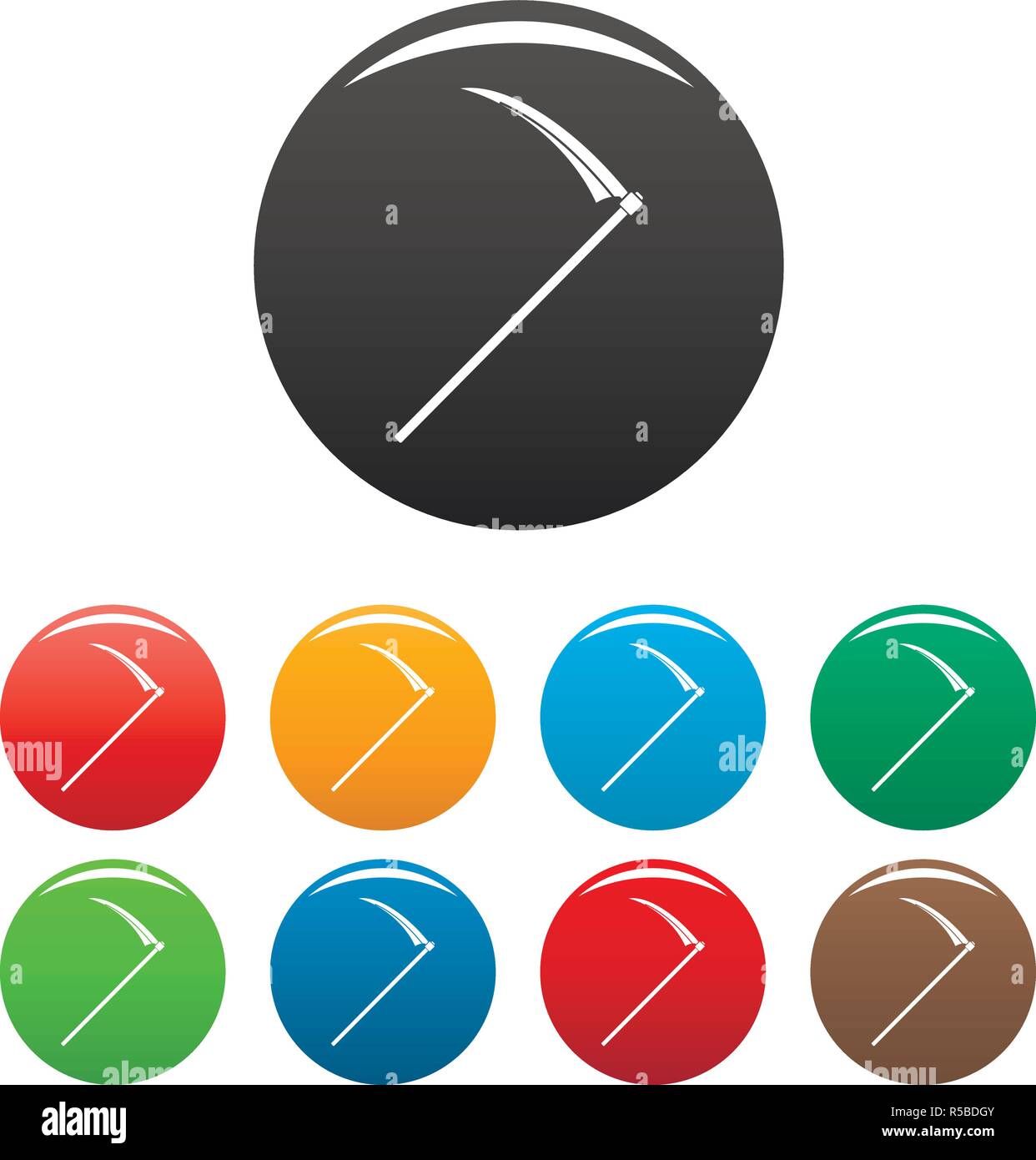 Farm scythe icons set 9 color vector isolated on white for any design ...