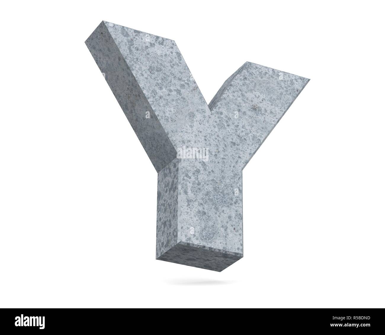 Concrete Capital Letter - Y isolated on white background. 3D render ...