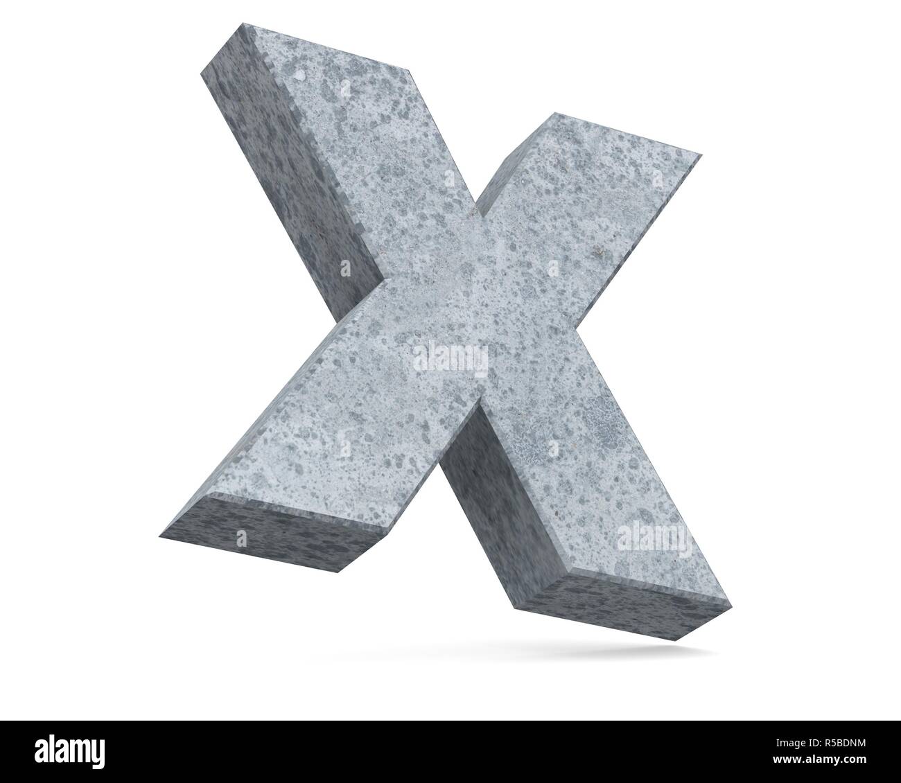 Concrete Capital Letter - X isolated on white background. 3D render ...