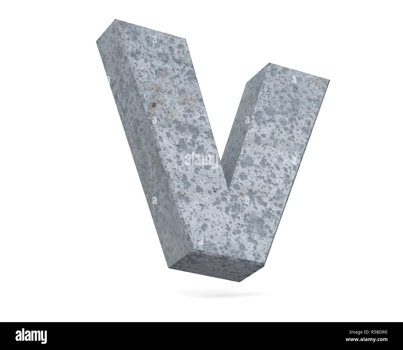 Concrete Capital Letter - V isolated on white background. 3D render ...