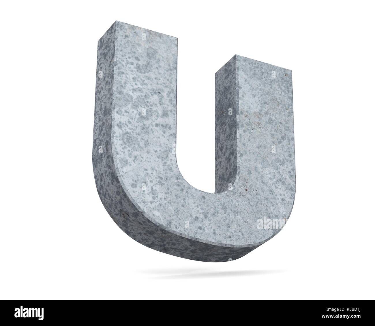 Concrete Capital Letter - U isolated on white background. 3D render ...