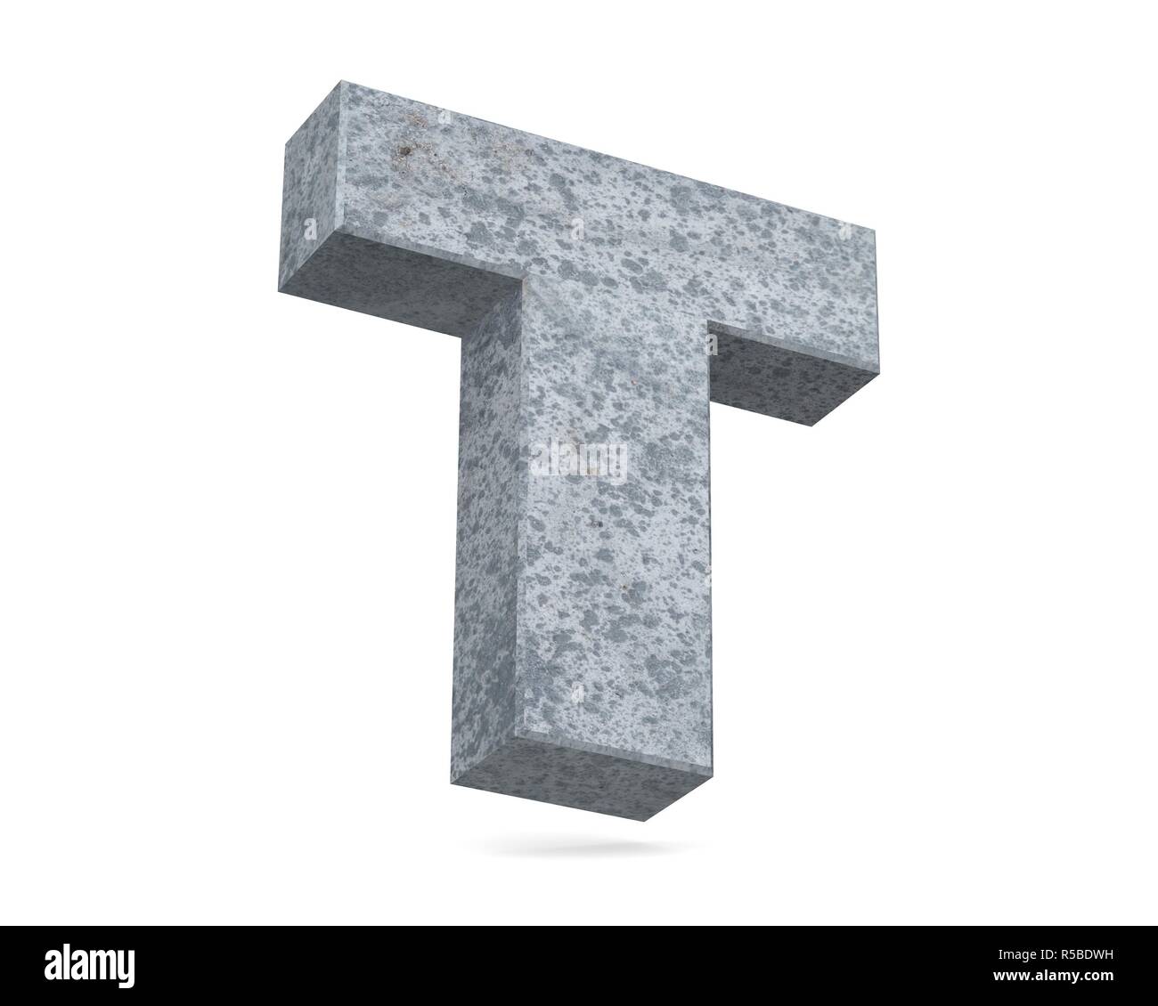 Concrete Capital Letter - T isolated on white background. 3D render ...