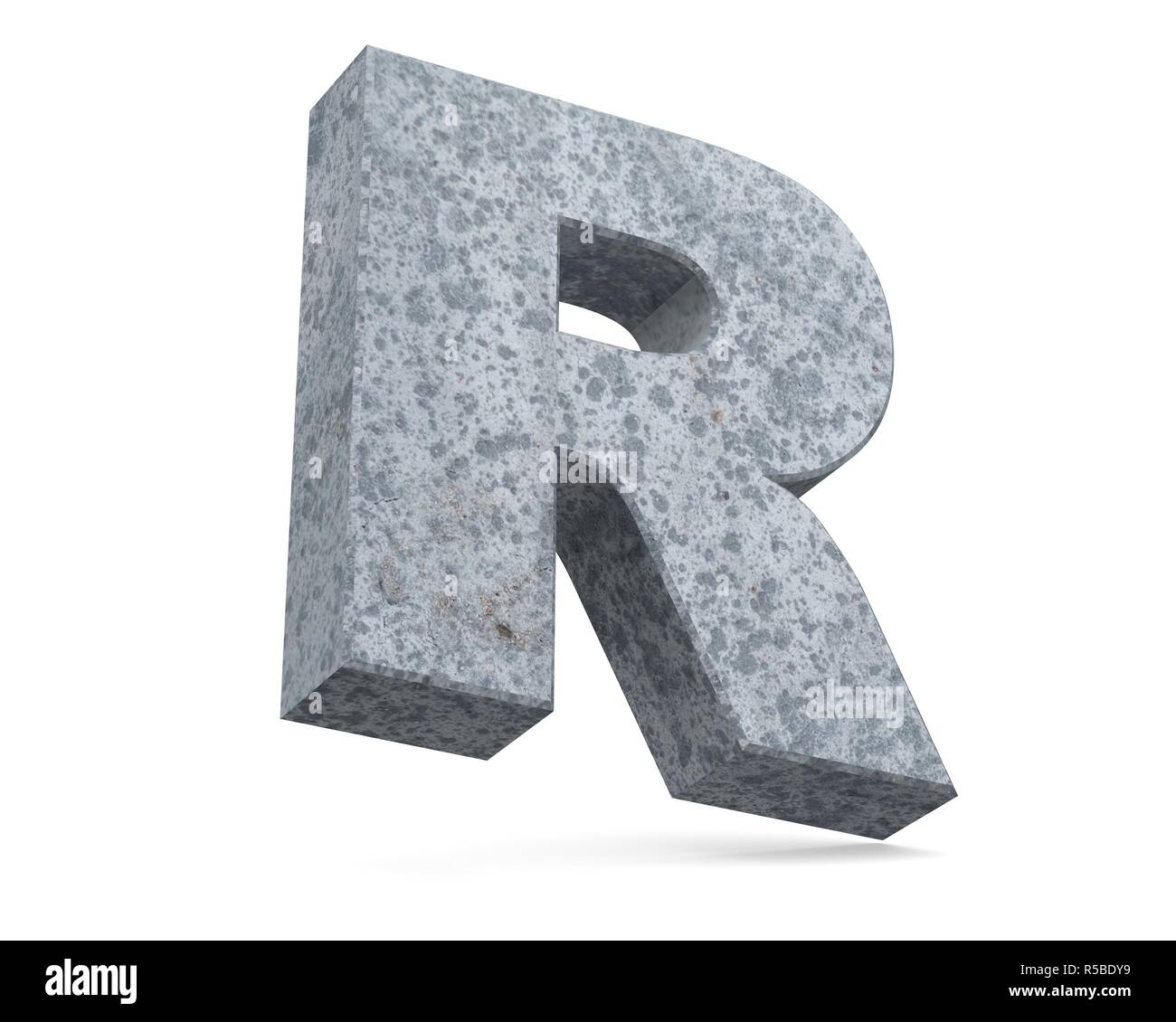 Concrete Capital Letter - R isolated on white background. 3D render ...