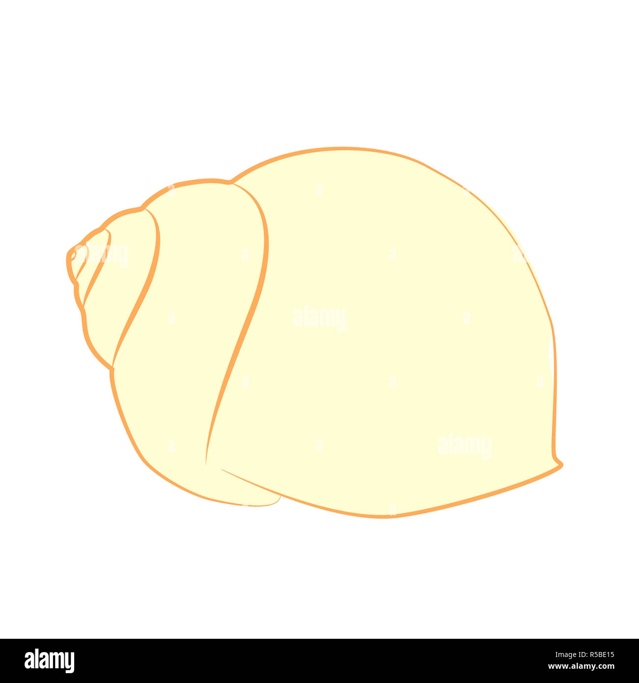 Sea Shell yellow silhouette isolated on white background. Seashell ...