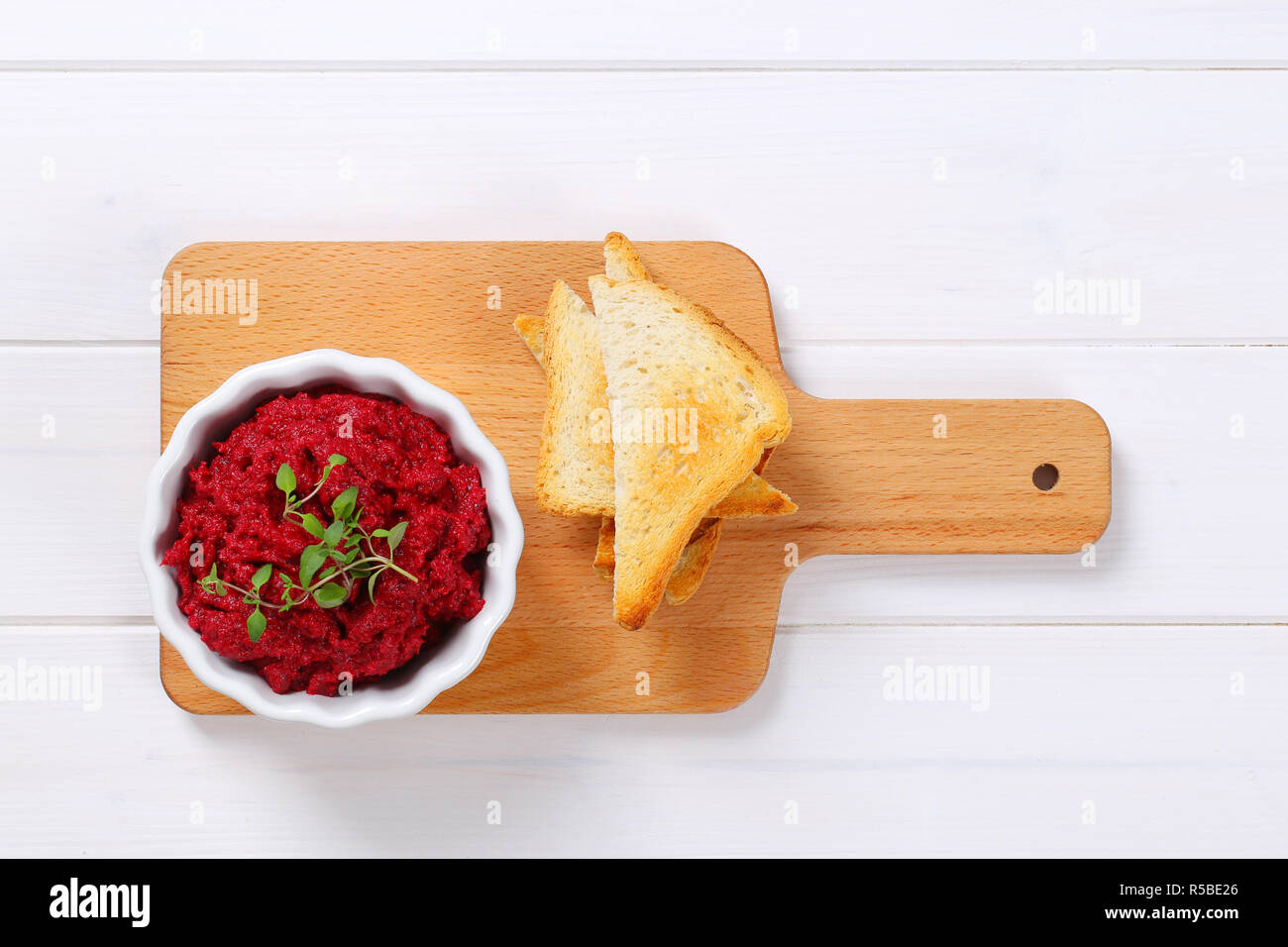 fresh beetroot puree with toast Stock Photo - Alamy