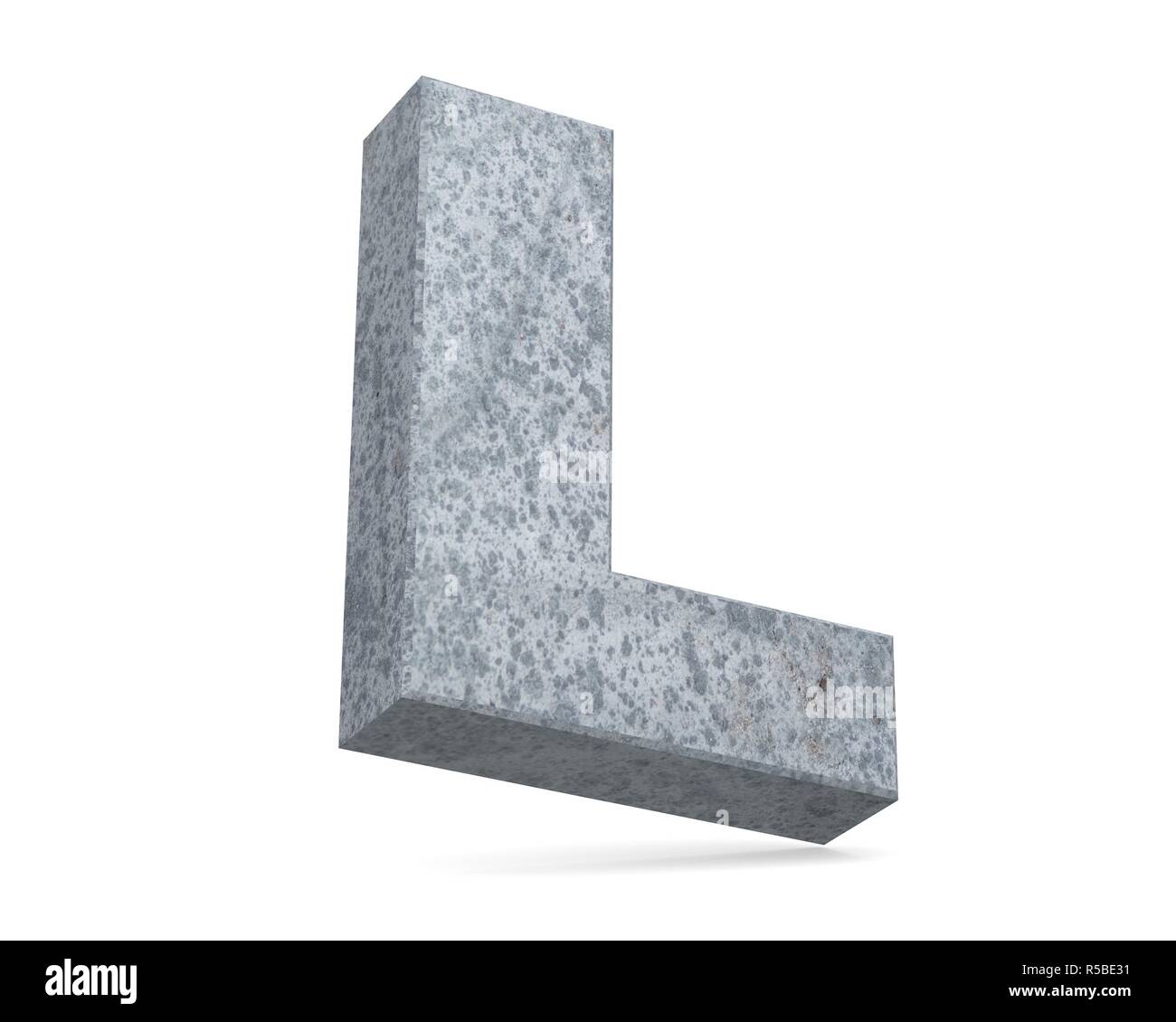 Concrete Capital Letter - L isolated on white background. 3D render ...