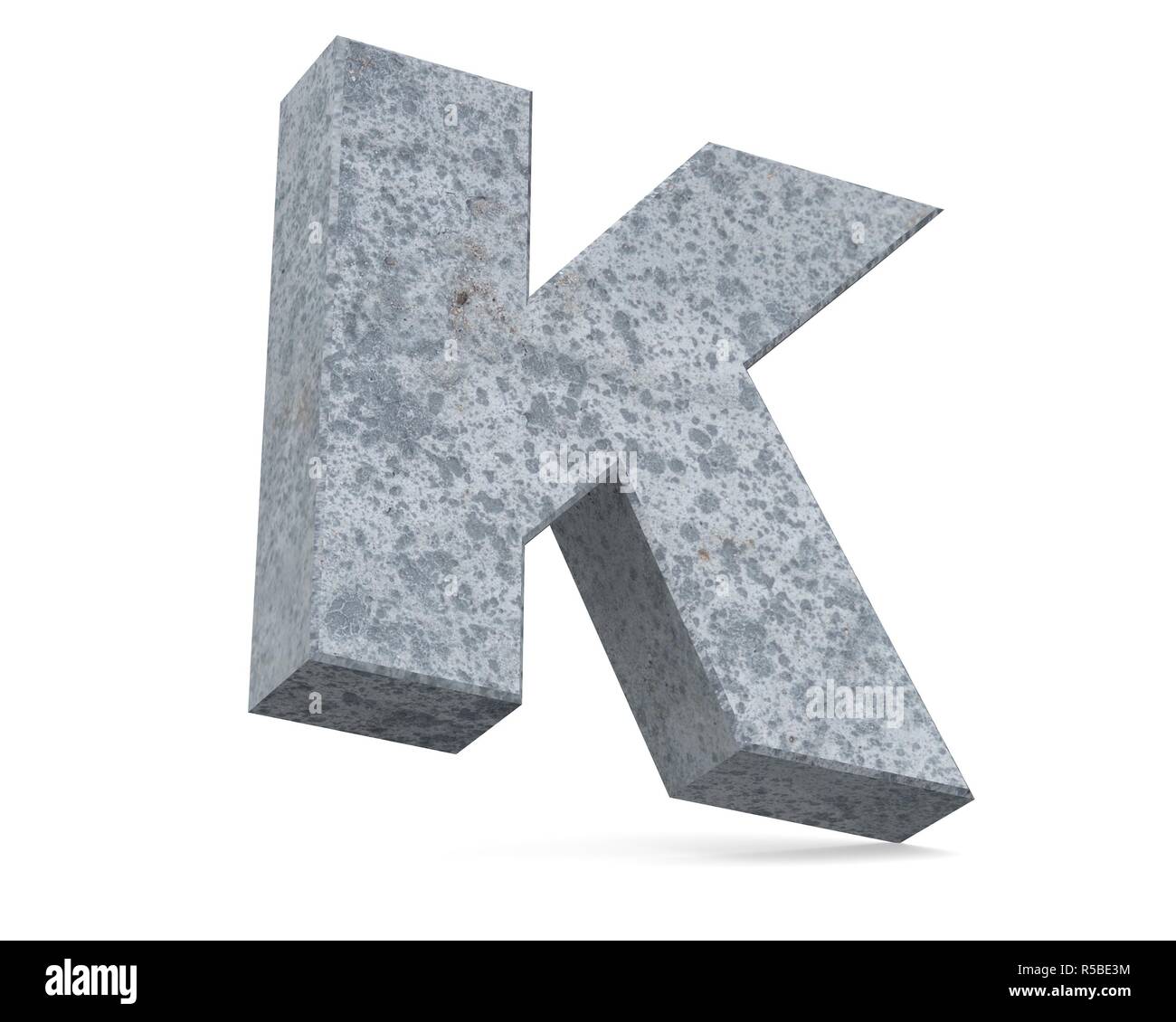 Concrete Capital Letter - K isolated on white background. 3D render ...