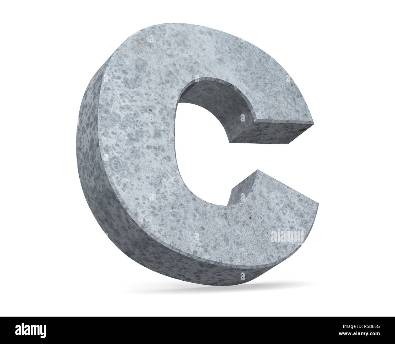 Concrete Capital Letter - C isolated on white background. 3D render ...