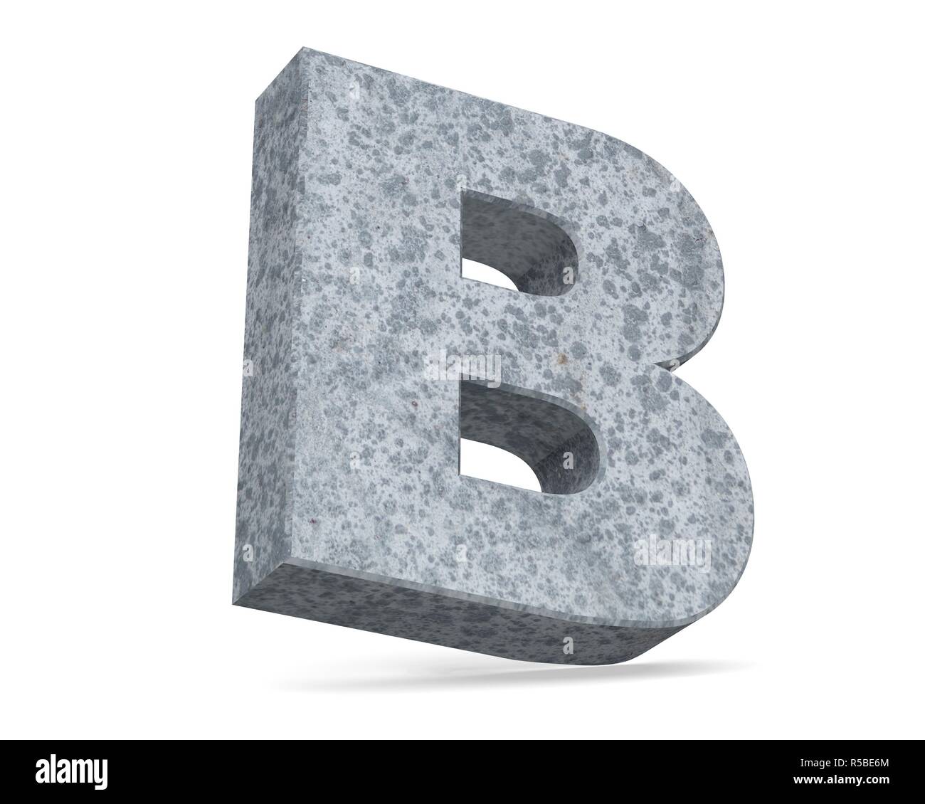 Concrete Capital Letter - B isolated on white background. 3D render ...