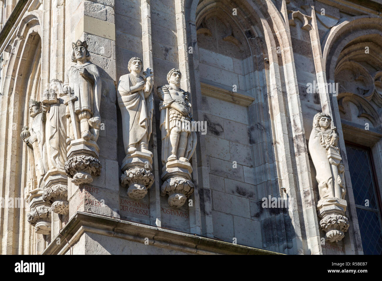 Cologne, Germany. Statue of Roman Empress Agrippina (on right), born in ...