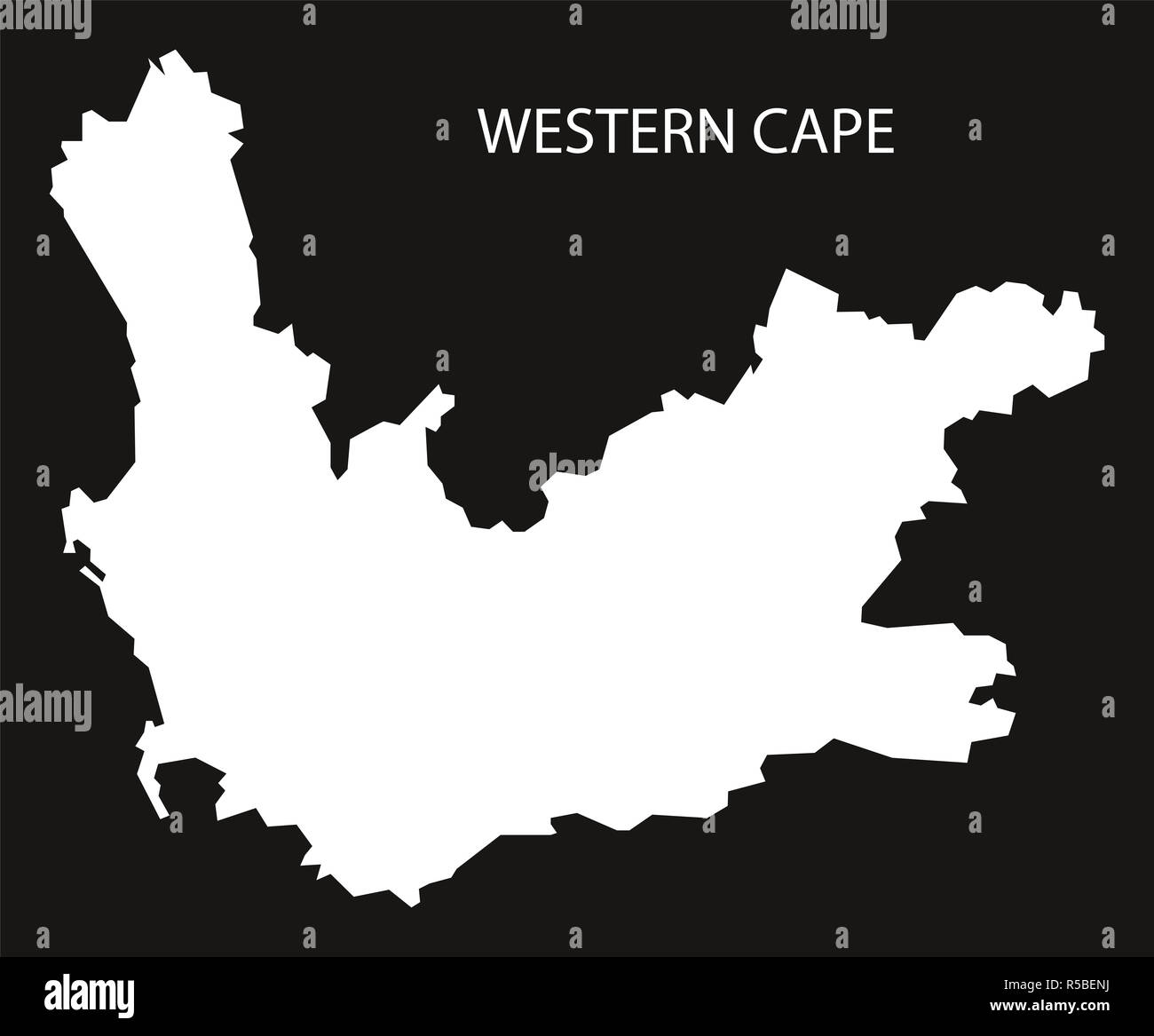 Western Cape of South Africa map black inverted silhouette illustration ...