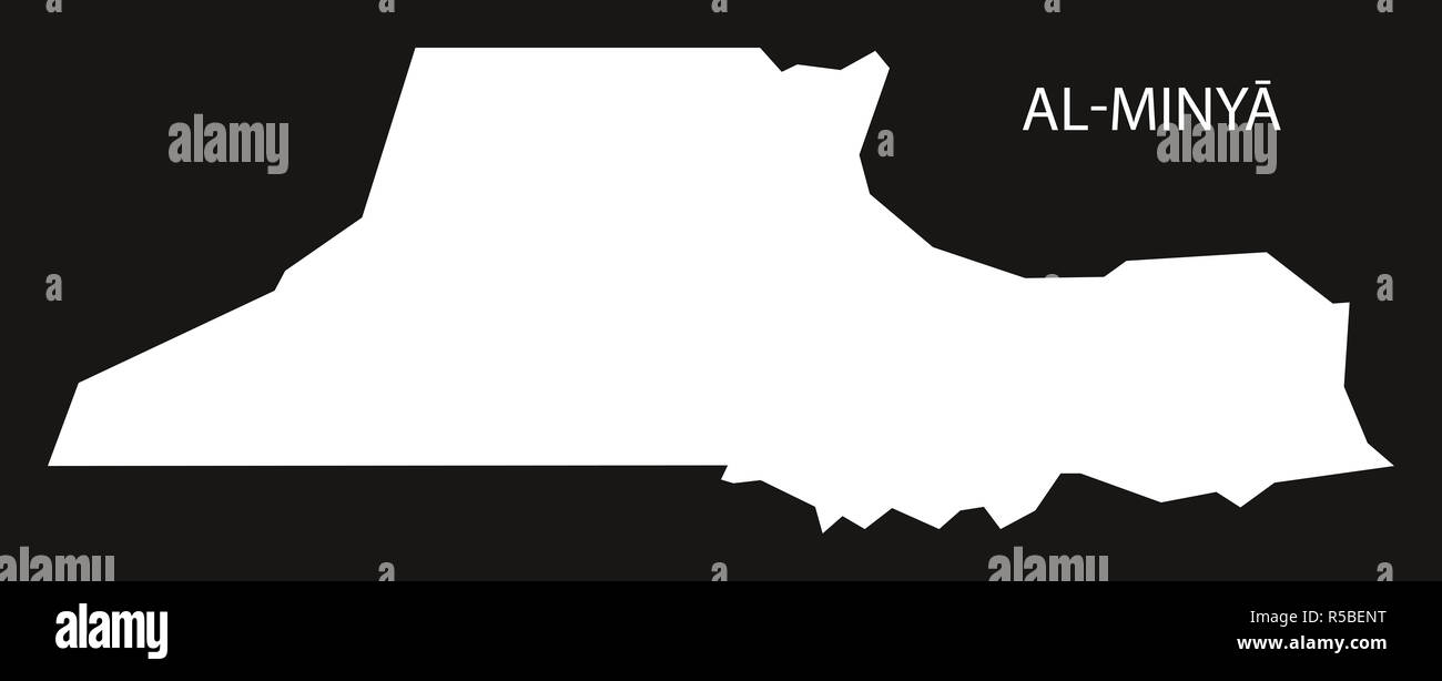 Al-Minya Egypt map black inverted silhouette illustration Stock Photo ...