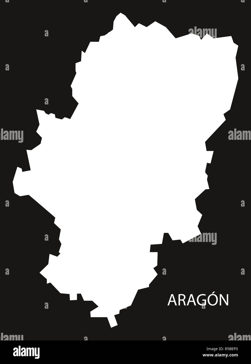 Aragon Spain map black inverted silhouette illustration Stock Photo - Alamy