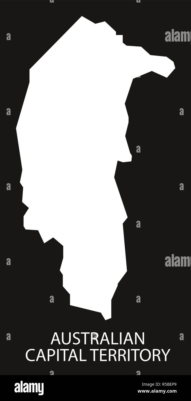 Australian Capital Territory map black inverted silhouette illustration ...