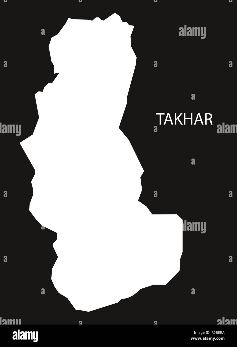 Takhar Afghanistan map black inverted silhouette illustration Stock ...