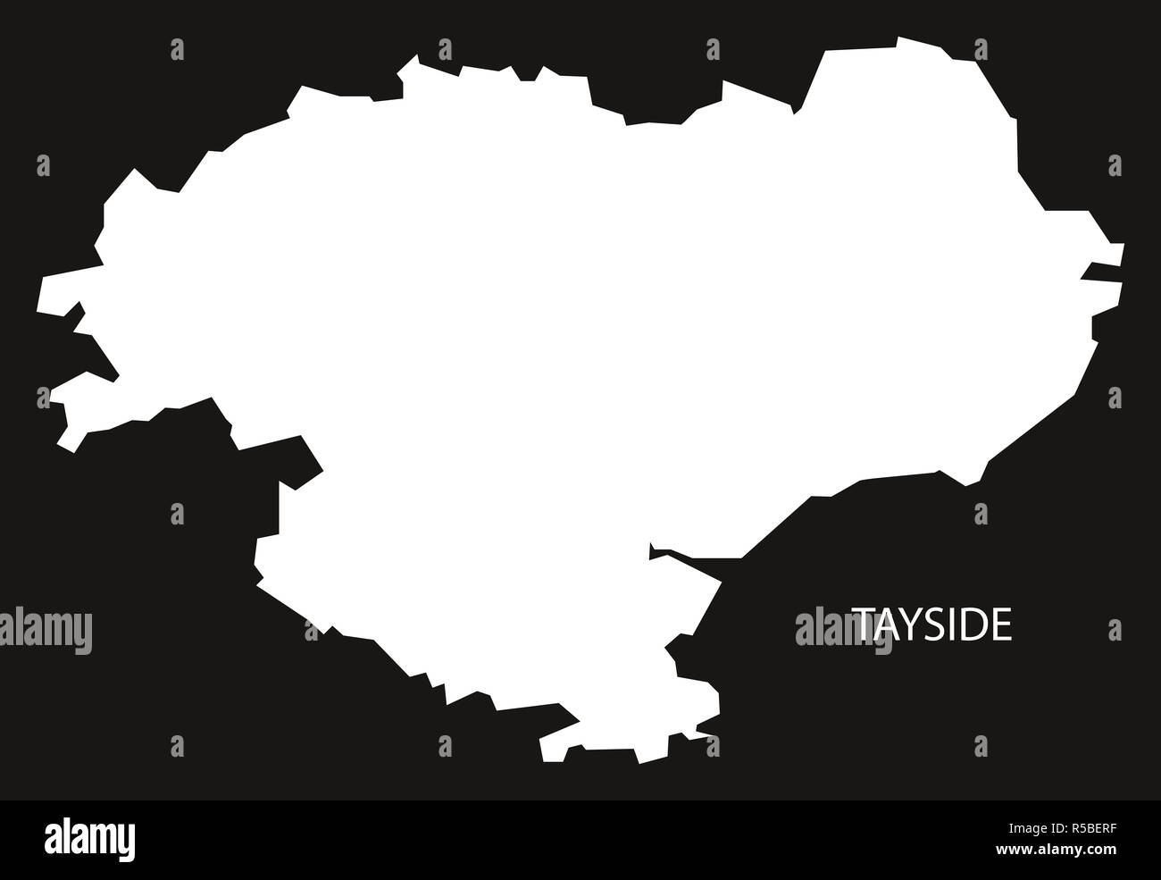 Tayside Scotland map black inverted silhouette illustration Stock Photo ...