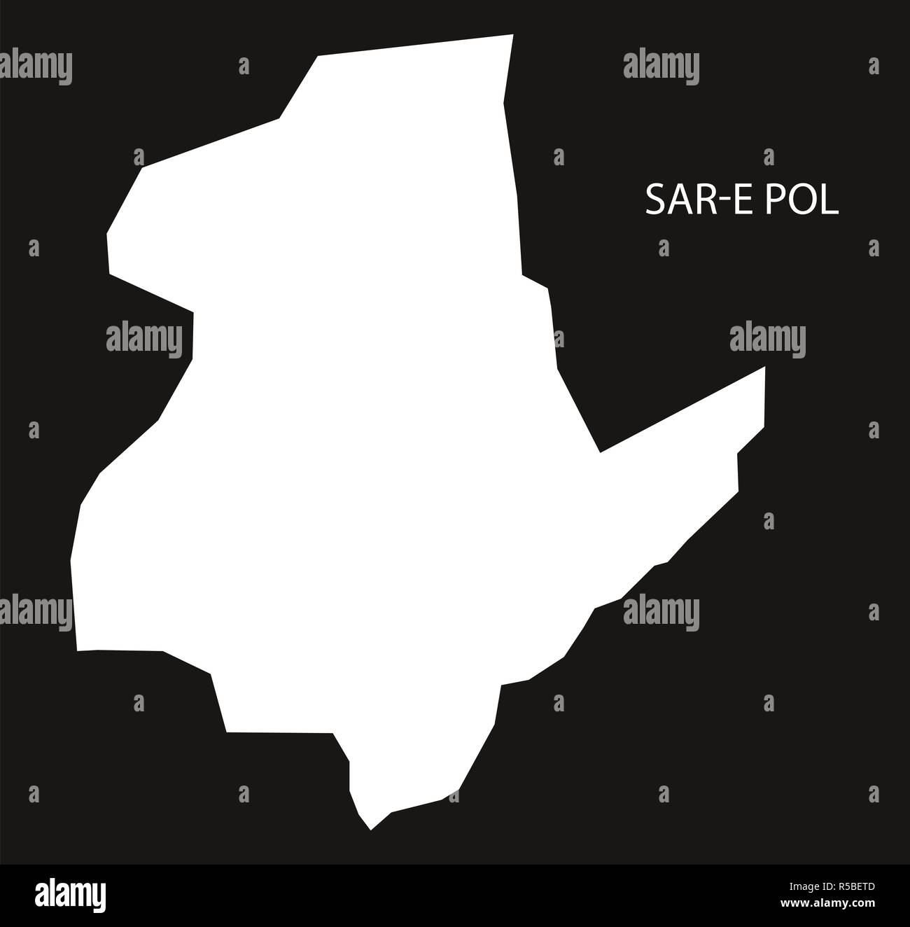 Sar-e Pol Afghanistan map black inverted silhouette illustration Stock ...