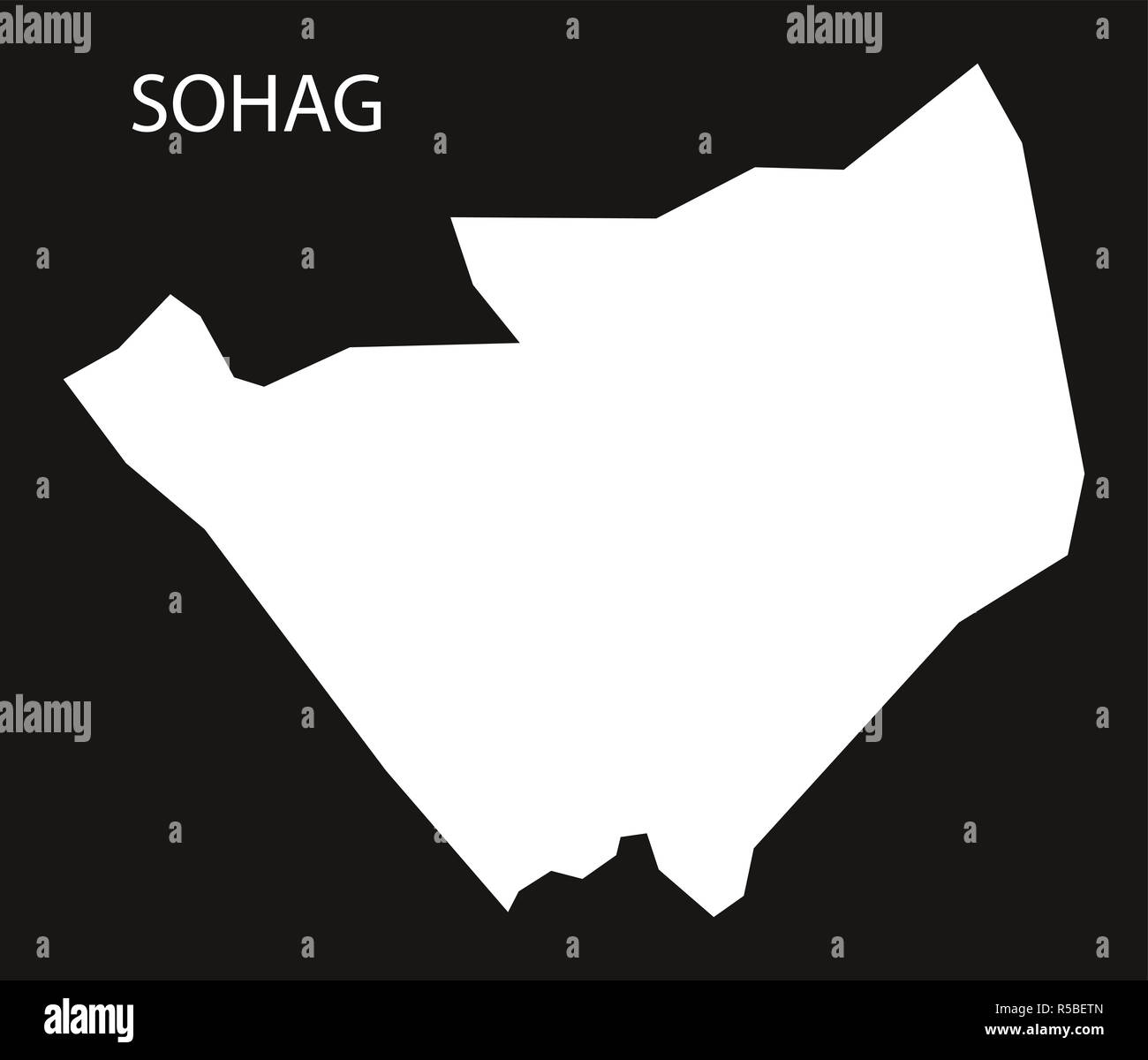 Sohag Egypt map black inverted silhouette illustration Stock Photo - Alamy