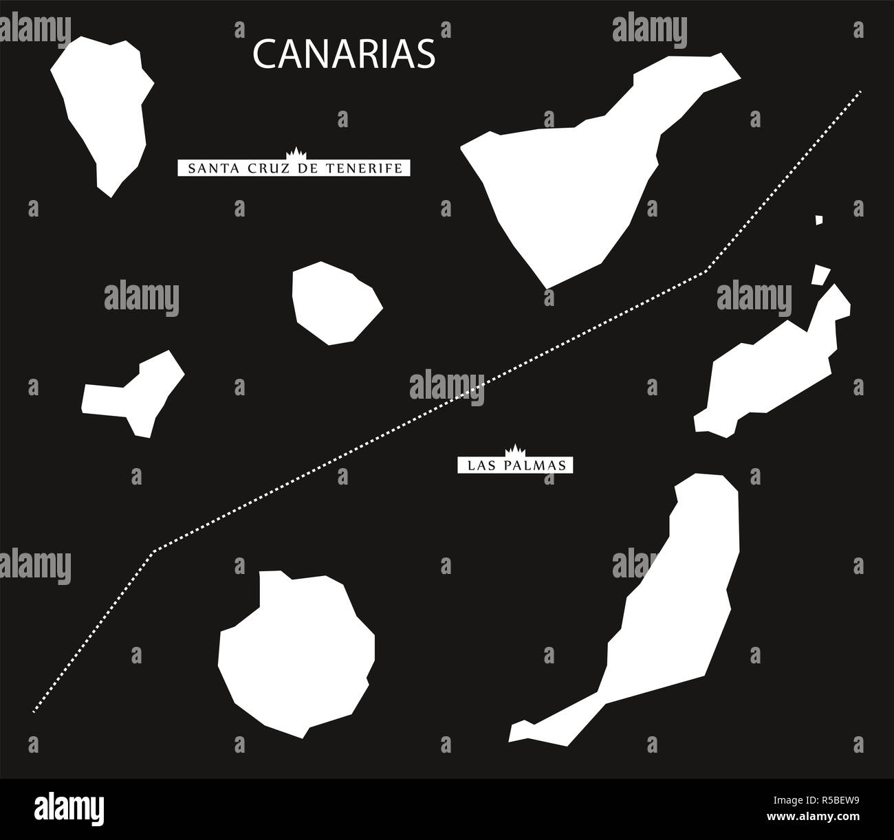 Canarias Spain map black inverted silhouette illustration Stock Photo ...