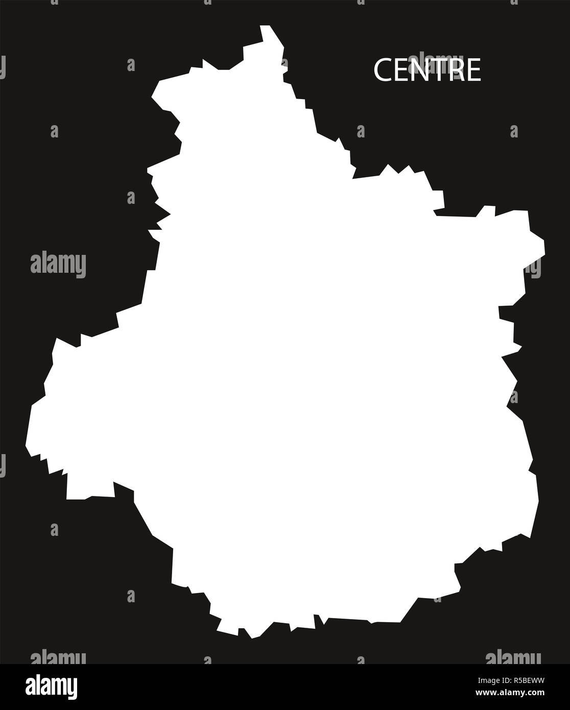Centre France map black inverted silhouette illustration Stock Photo ...