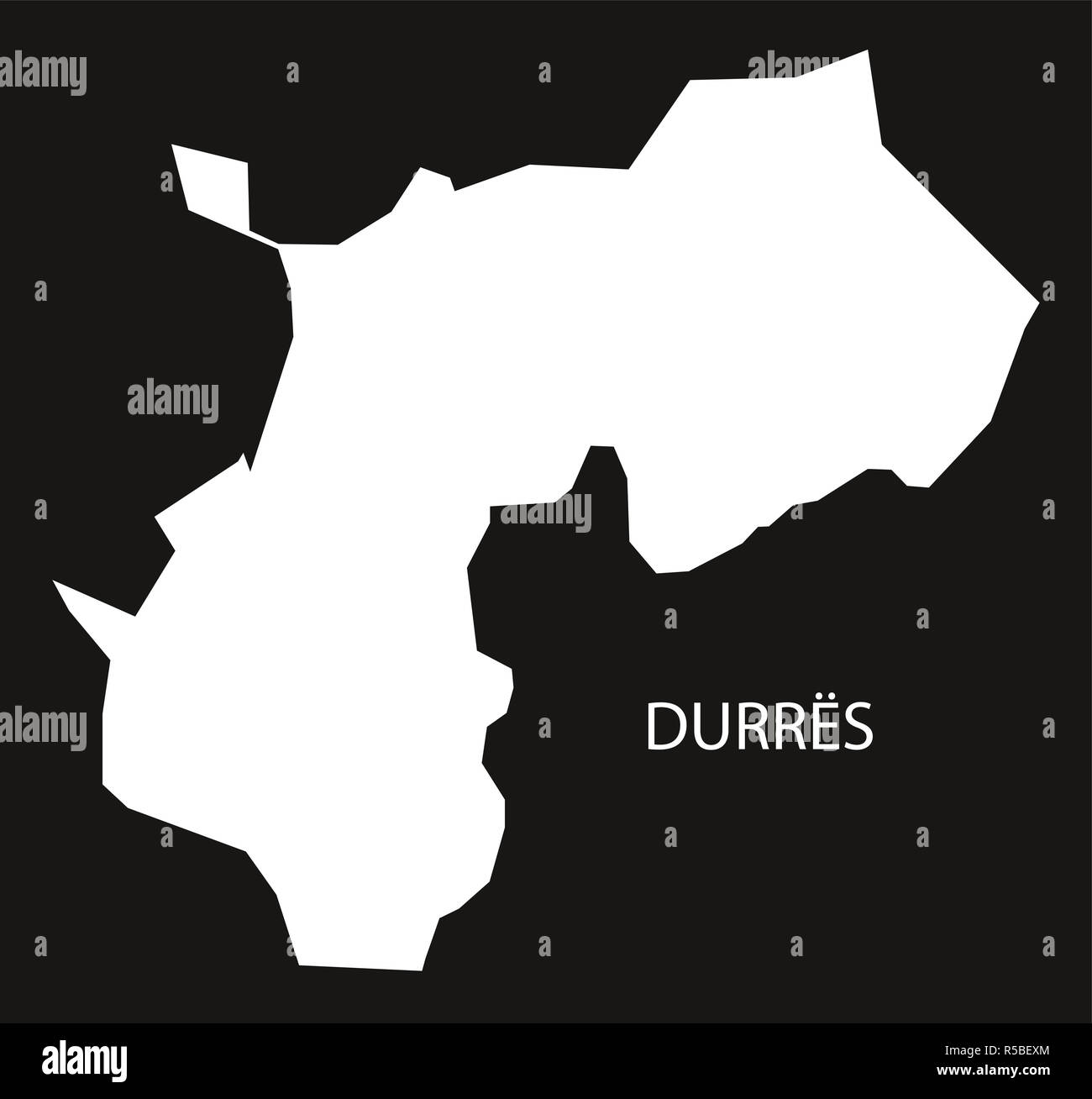 Durres Albania map black inverted silhouette illustration Stock Photo ...