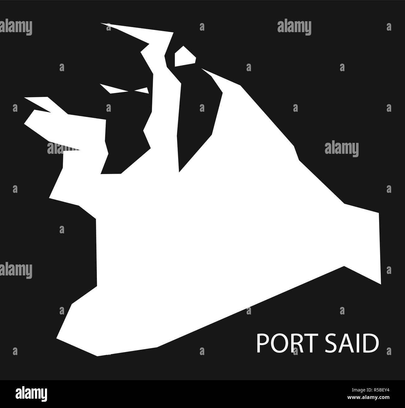 Port Said Egypt map black inverted silhouette illustration Stock Photo ...