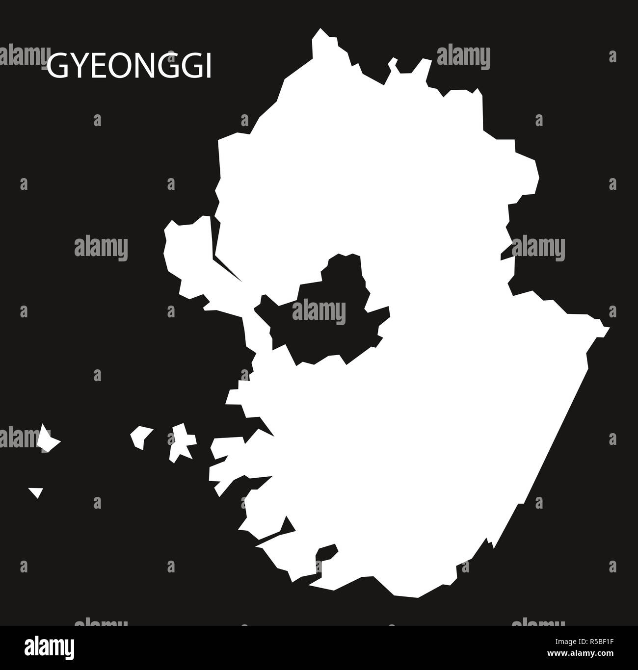 Gyeonggi South Korea map black inverted silhouette illustration Stock ...