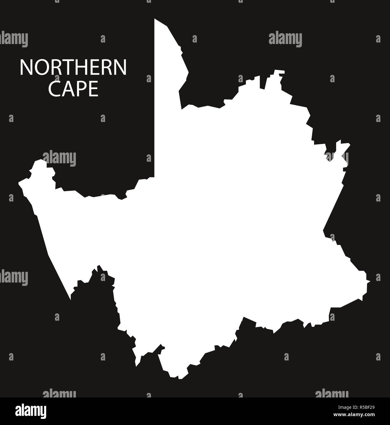 Northern Cape of South Africa map black inverted silhouette ...