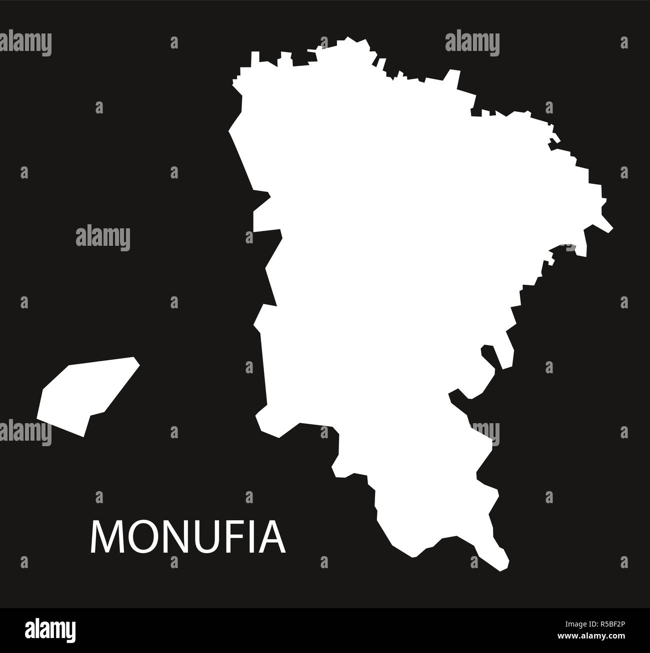 Monufia Egypt map black inverted silhouette illustration Stock Photo ...