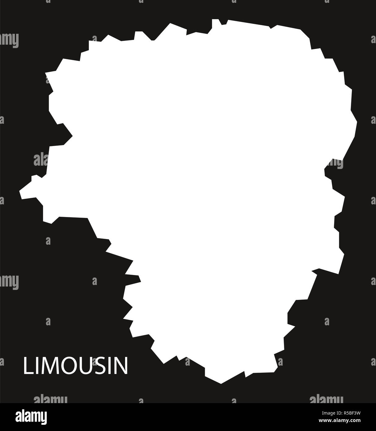 Limousin France map black inverted silhouette illustration Stock Photo ...