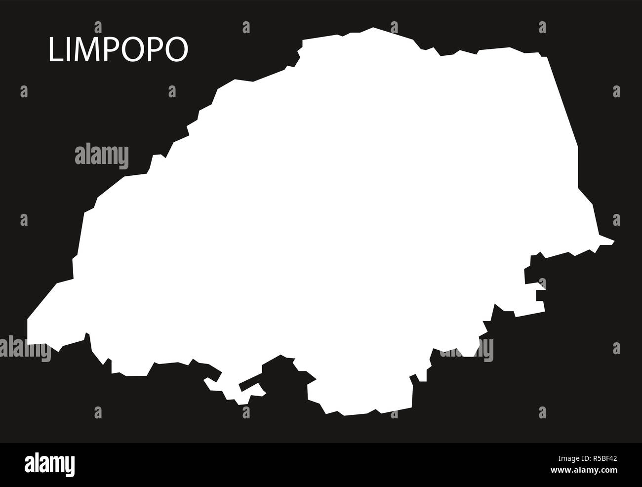 Limpopo South Africa map black inverted silhouette illustration Stock ...