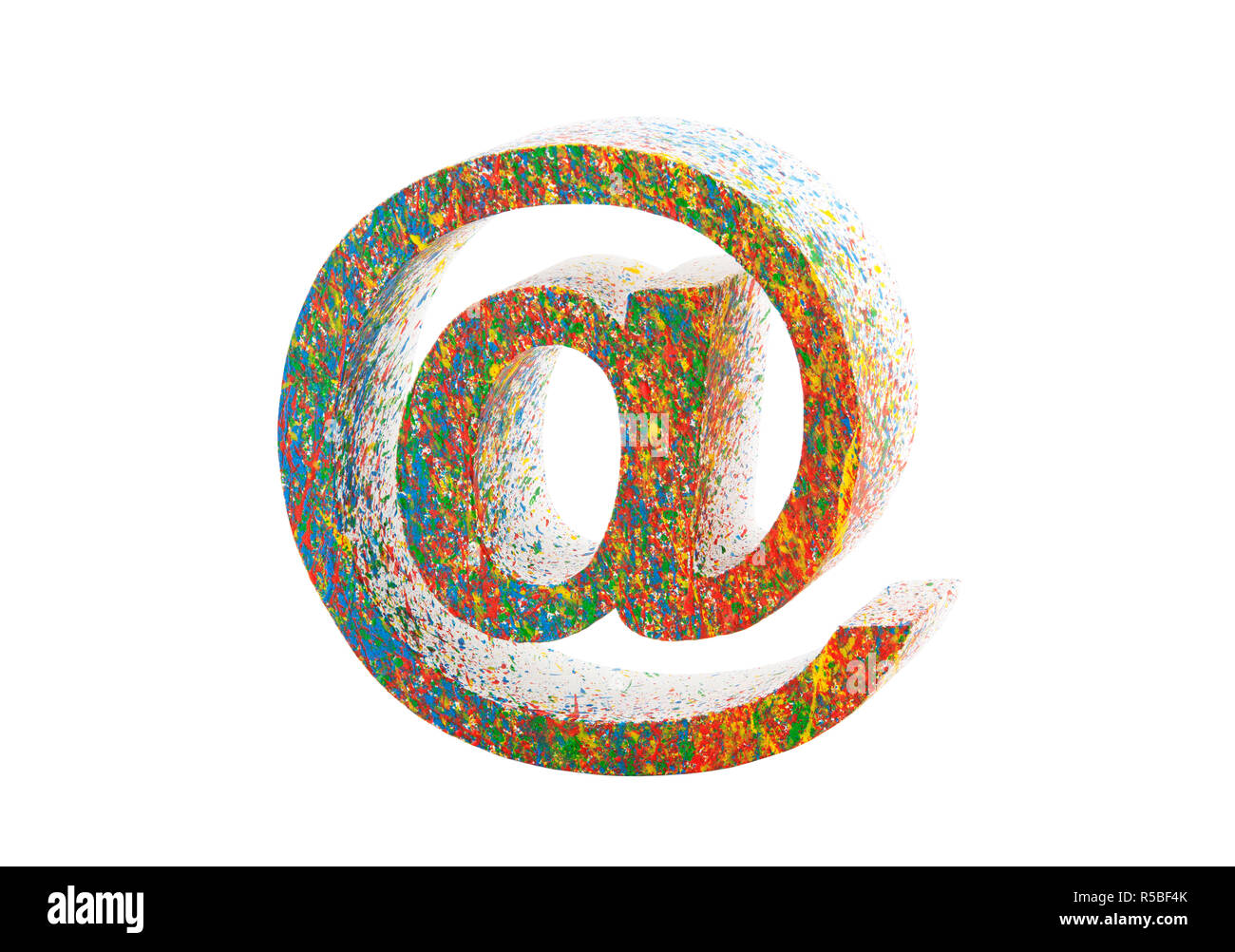 Colorful painted email symbol isolated on white with clipping path ...