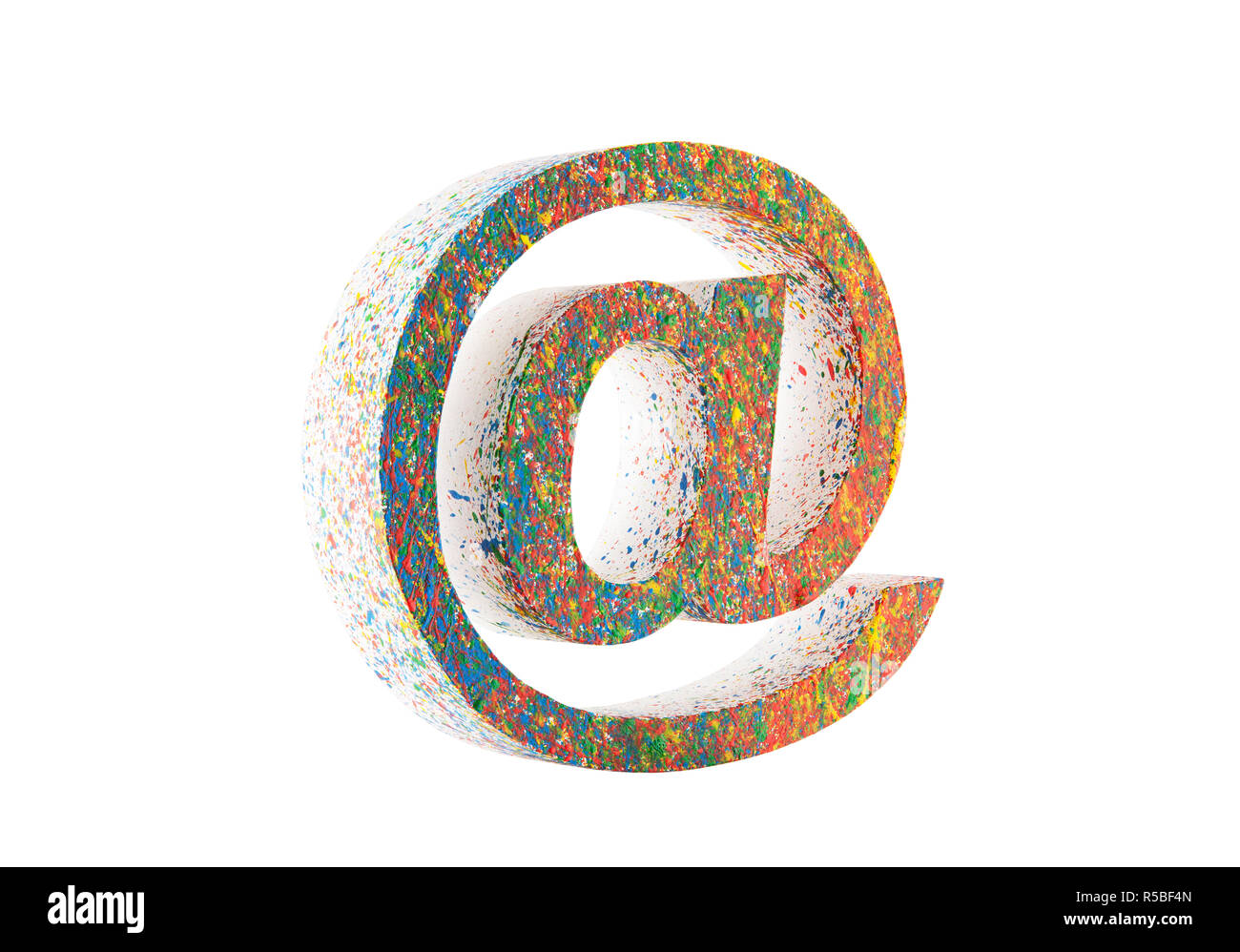 Colorful painted email symbol isolated on white with clipping path ...