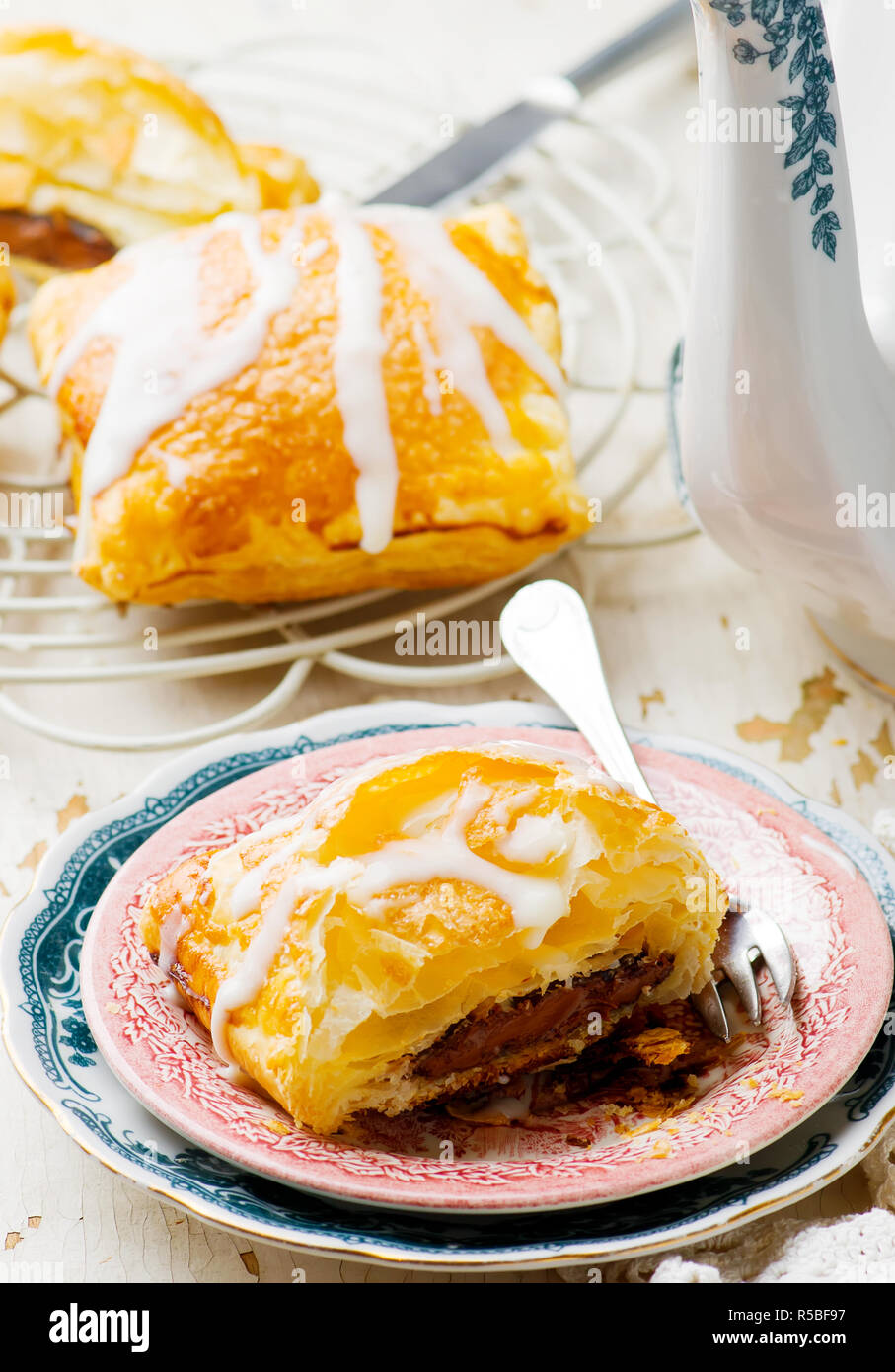 NUTELLA TOASTER STRUDEL .selective focus. style rustic Stock Photo - Alamy