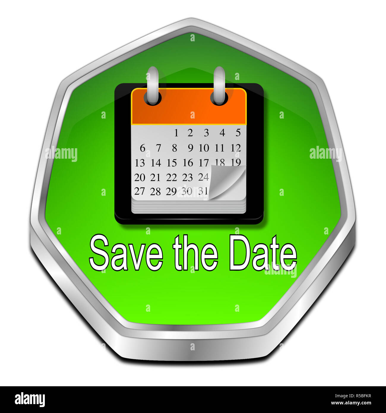 green Save the Date Button - 3D illustration Stock Photo - Alamy