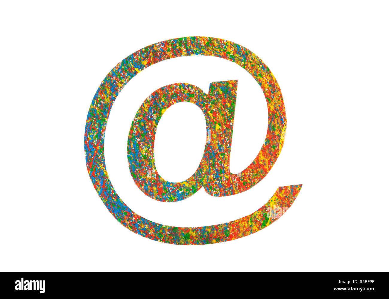 Colorful painted email symbol isolated on white with clipping path ...
