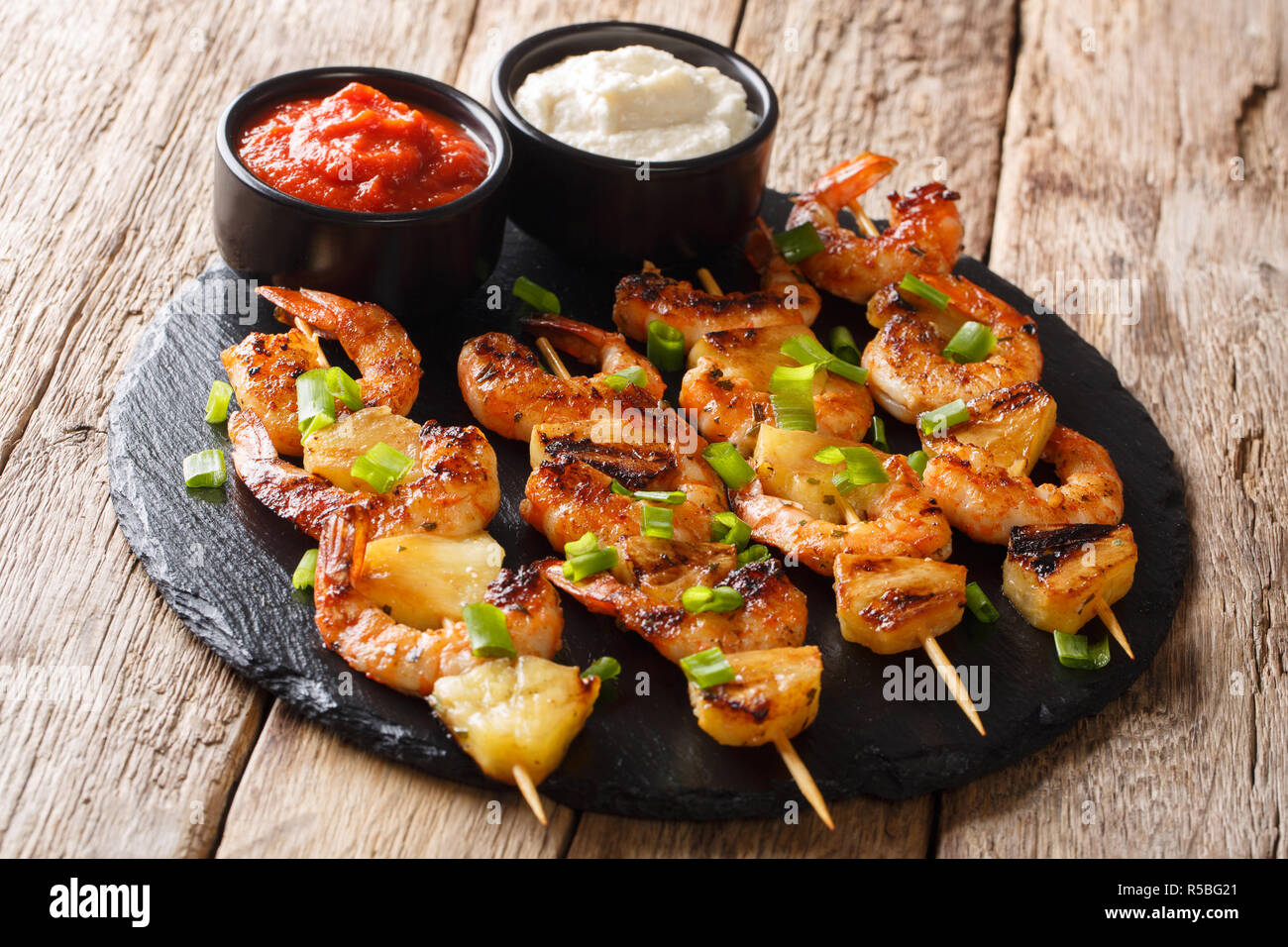 simple homemade recipe for grilled kebabs from shrimp and pineapple ...