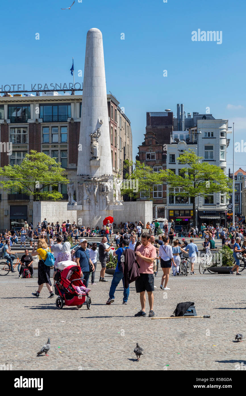 Amsterdam, The Netherlands. Damplein (Dam Square) and National Monument ...