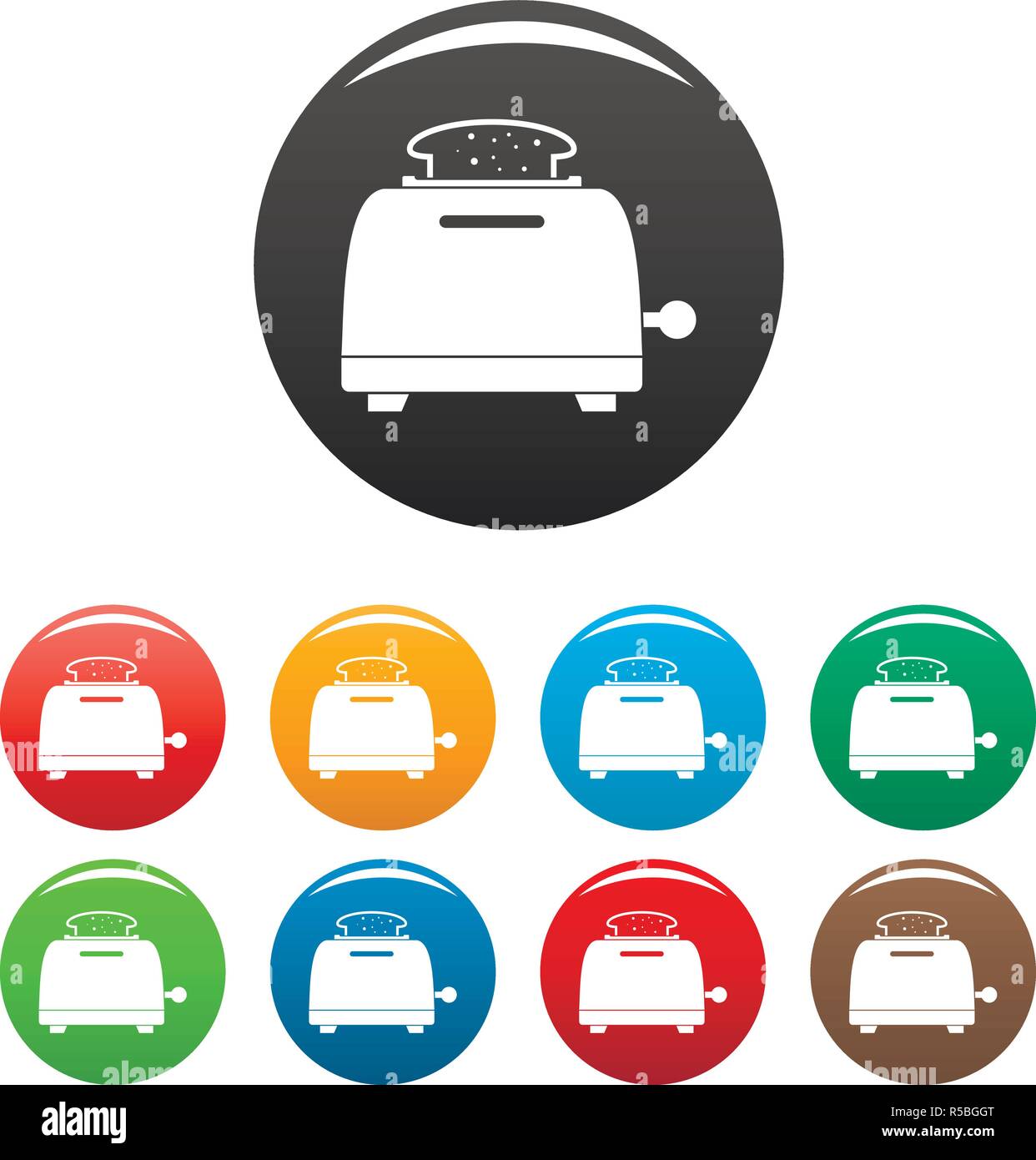 Bread toaster icons set 9 color vector isolated on white for any design ...