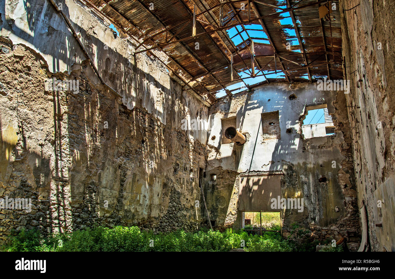 The old and abandoned spirit factory Kronos in Elefsina, Greece Stock ...