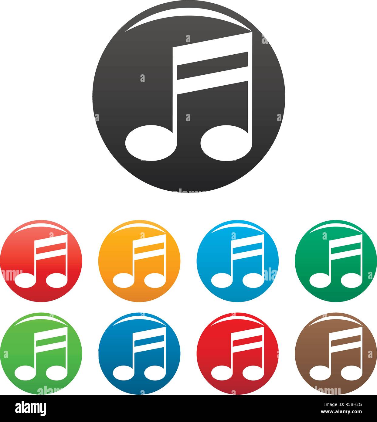 Double bar music note icons set 9 color vector isolated on white for ...