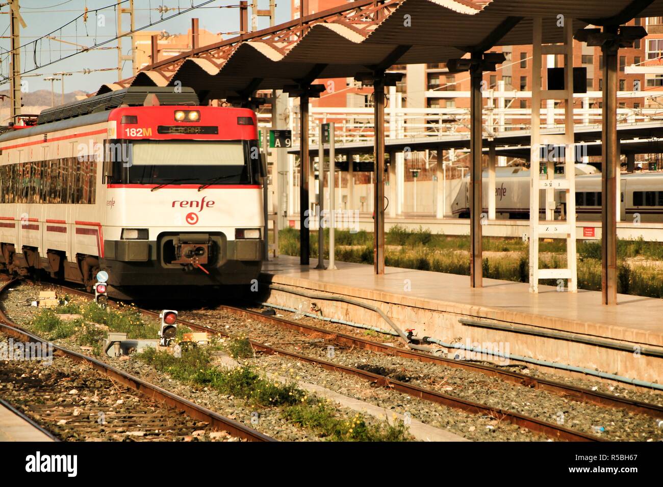 Alicante, Spain-November 27, 2018: Trains waiting for departure on ...